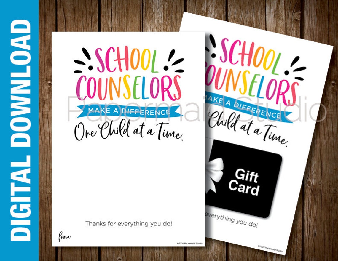 Printable School Counselor Thank You Card Teacher - Etsy