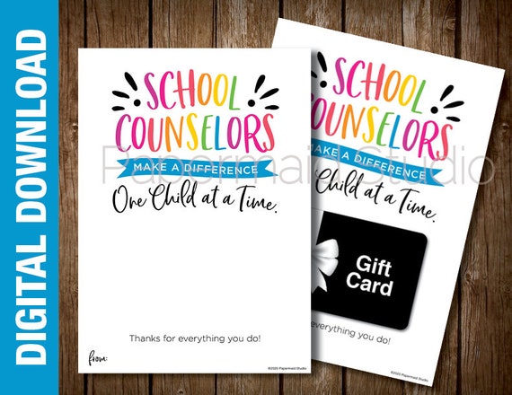 Printable School Counselor Thank You Card Teacher - Etsy