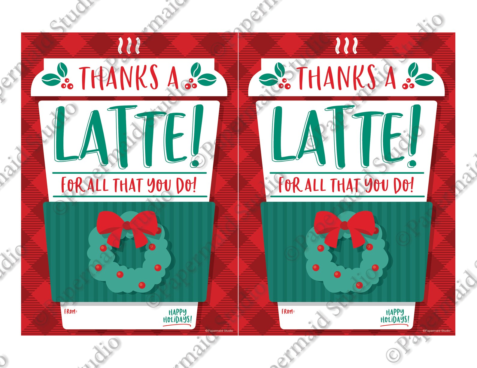 Thanks a Latte Christmas Coffee Gift Card Holder Printable - Etsy