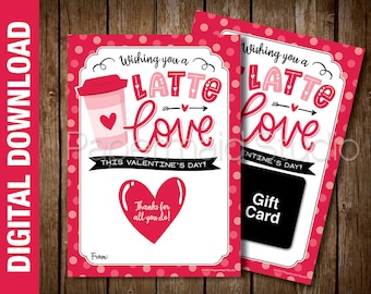 Valentine Printable Gift Tags, Coffee Gift Tags, Frappe Valentines Day ...