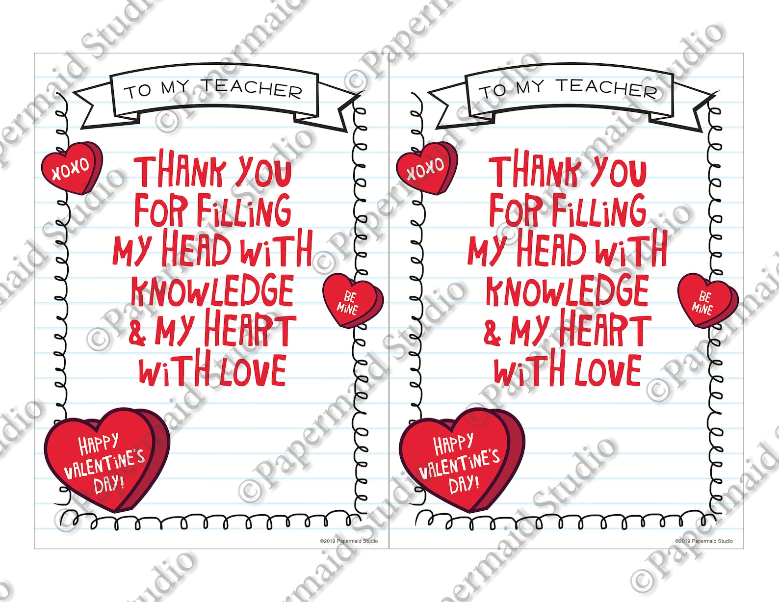 PRINTABLE Teacher Valentine Card Valentine's Day Card - Etsy