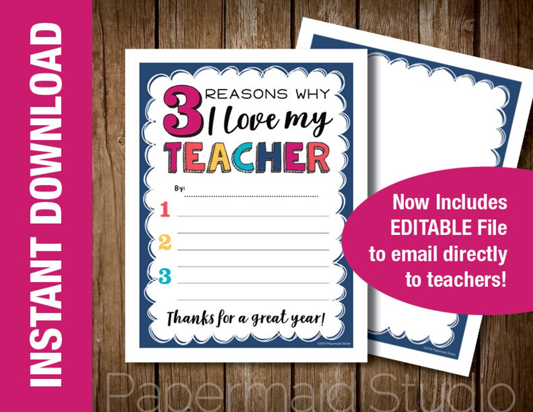 PRINTABLE All About My Teacher Thank You Card - End of Year Teacher ...