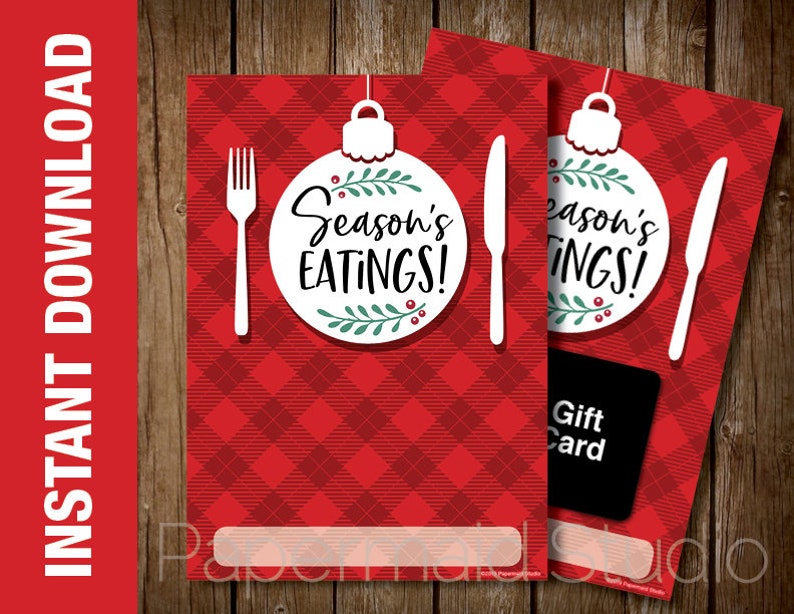 PRINTABLE Christmas Restaurant Gift Card Holder Restaurant - Etsy