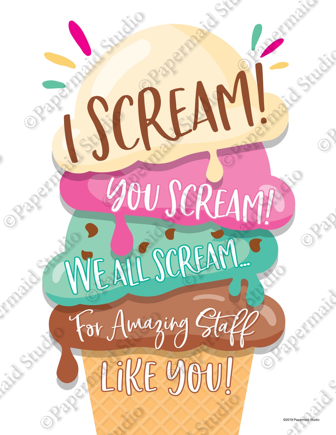 PRINTABLE Ice Cream Thank You Sign Staff Appreciation PTA | Etsy