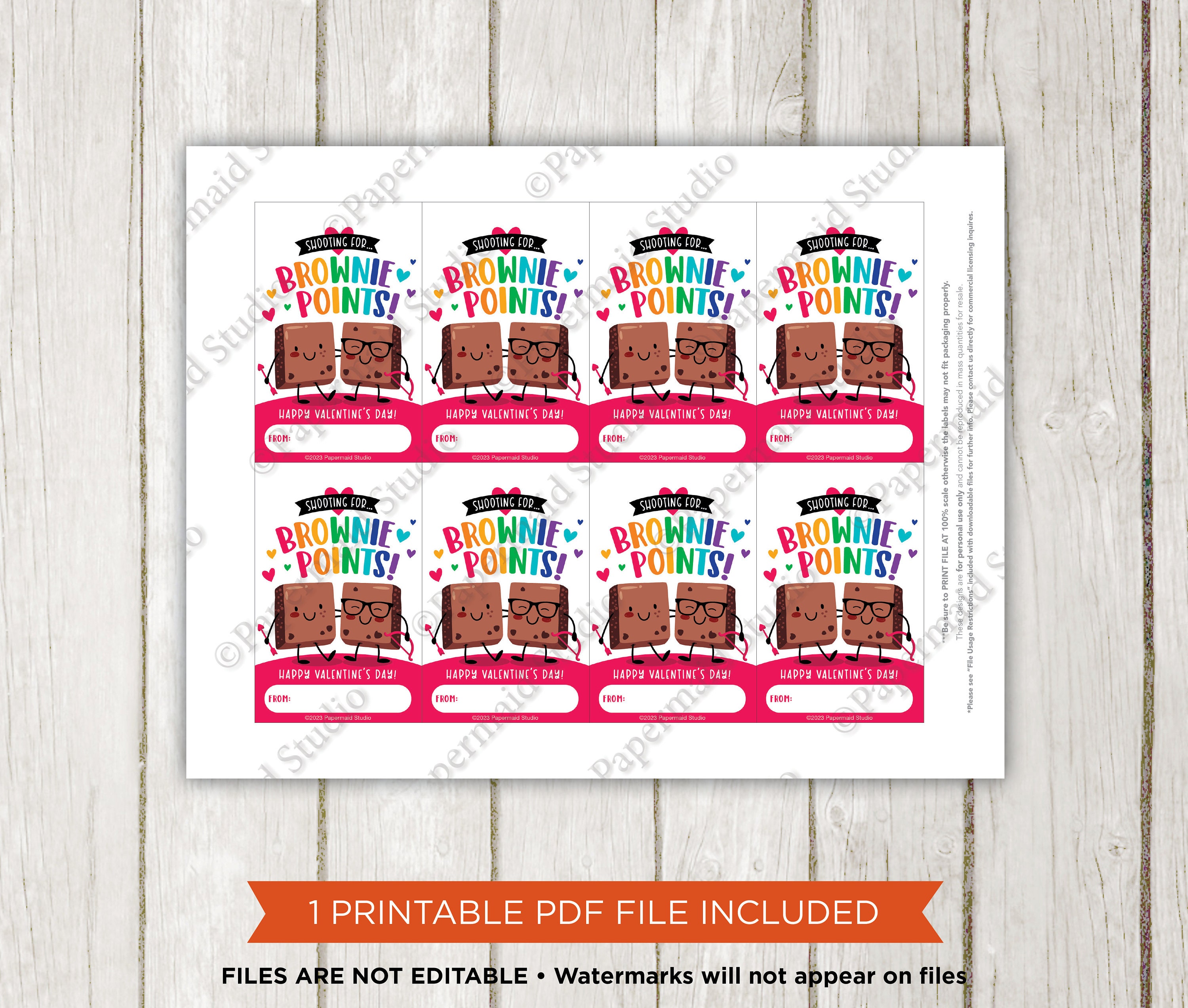 Brownie Valentine Tags - Printable Brownie Valentine Labels - Brownie ...