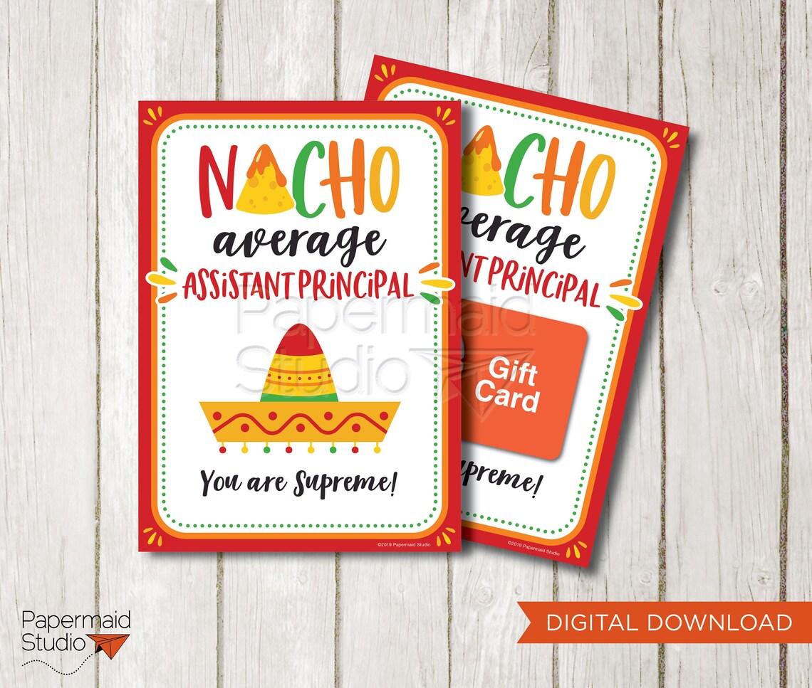 School Principal Thank You Card Printable - Taco Gift Card Holder ...