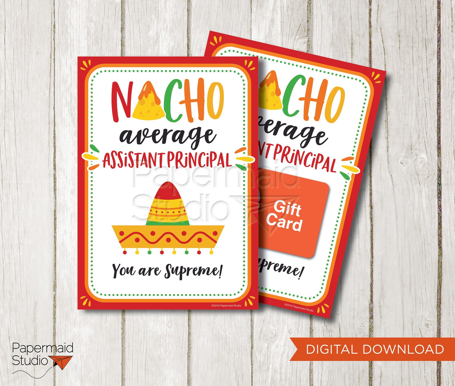 School Principal Thank You Card Printable - Taco Gift Card Holder ...