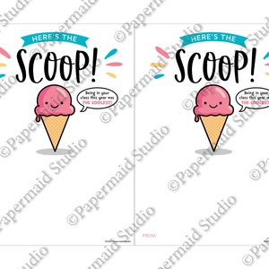 PRINTABLE Teacher Thank You Card - Ice Cream Gift Card Holder for ...