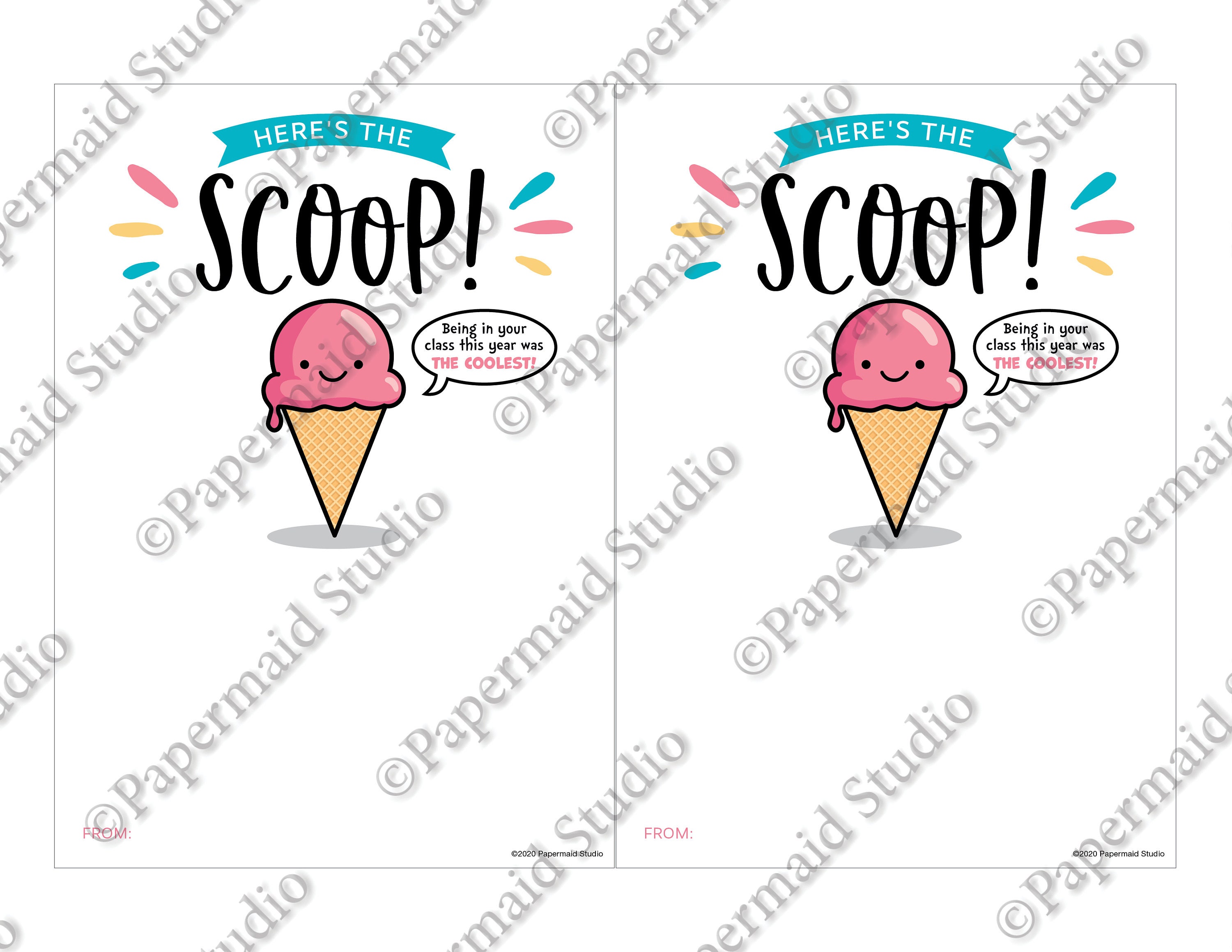 PRINTABLE Teacher Thank You Card - Ice Cream Gift Card Holder for ...