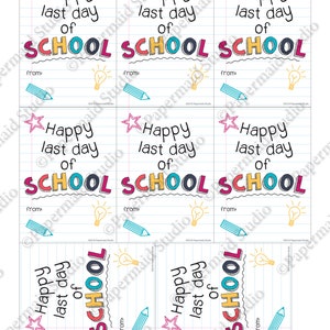 PRINTABLE Last Day of School Gift Tag - Teacher Thank You Gift Tag ...
