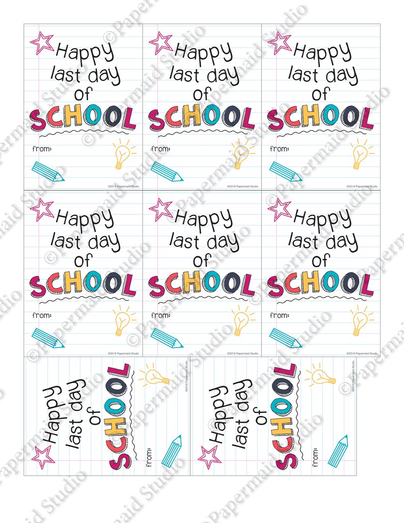 PRINTABLE Last Day of School Gift Tag Teacher Thank You Gift - Etsy