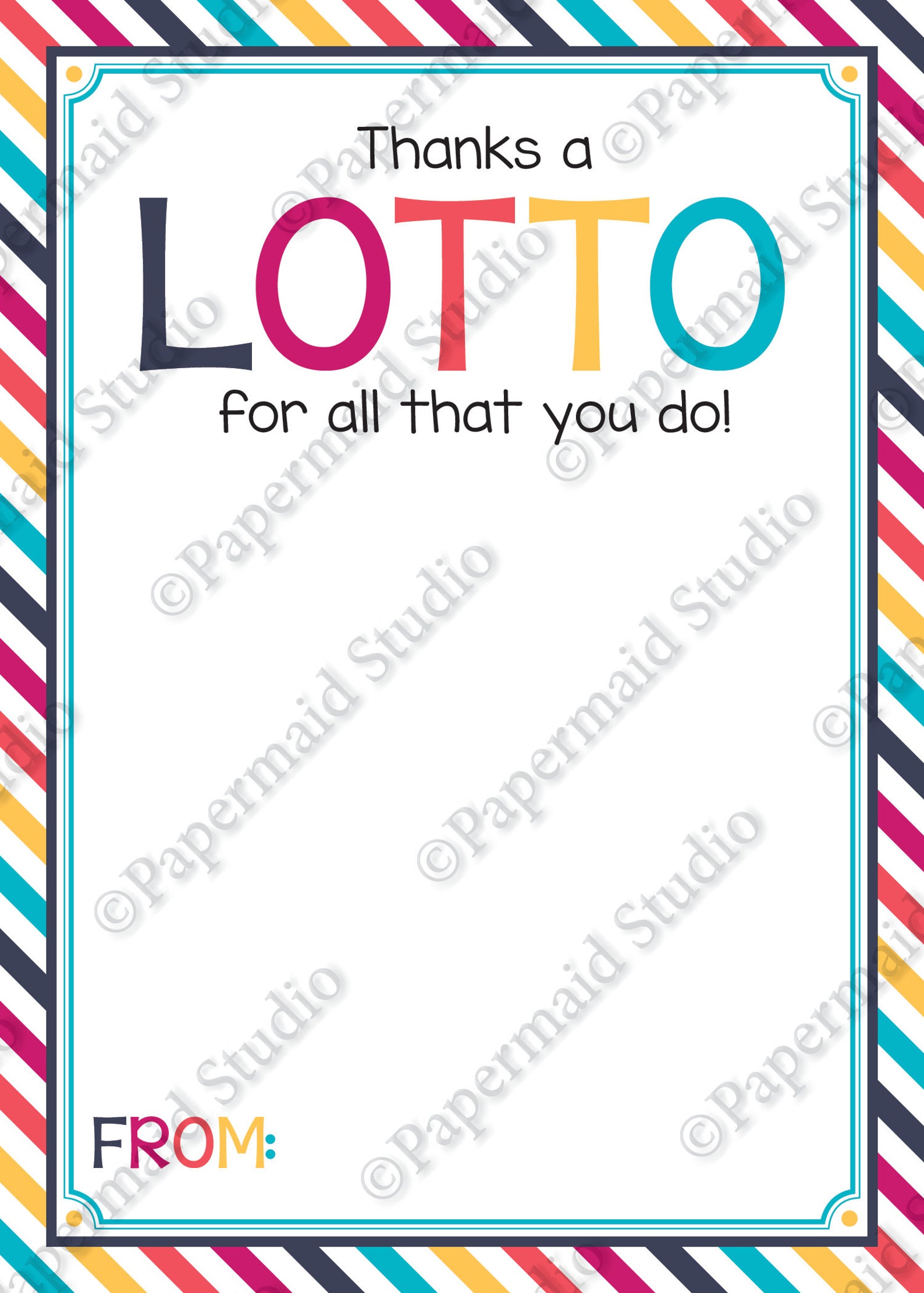 Printable Lottery Ticket Teacher Thank You Gift - Teacher Appreciation ...