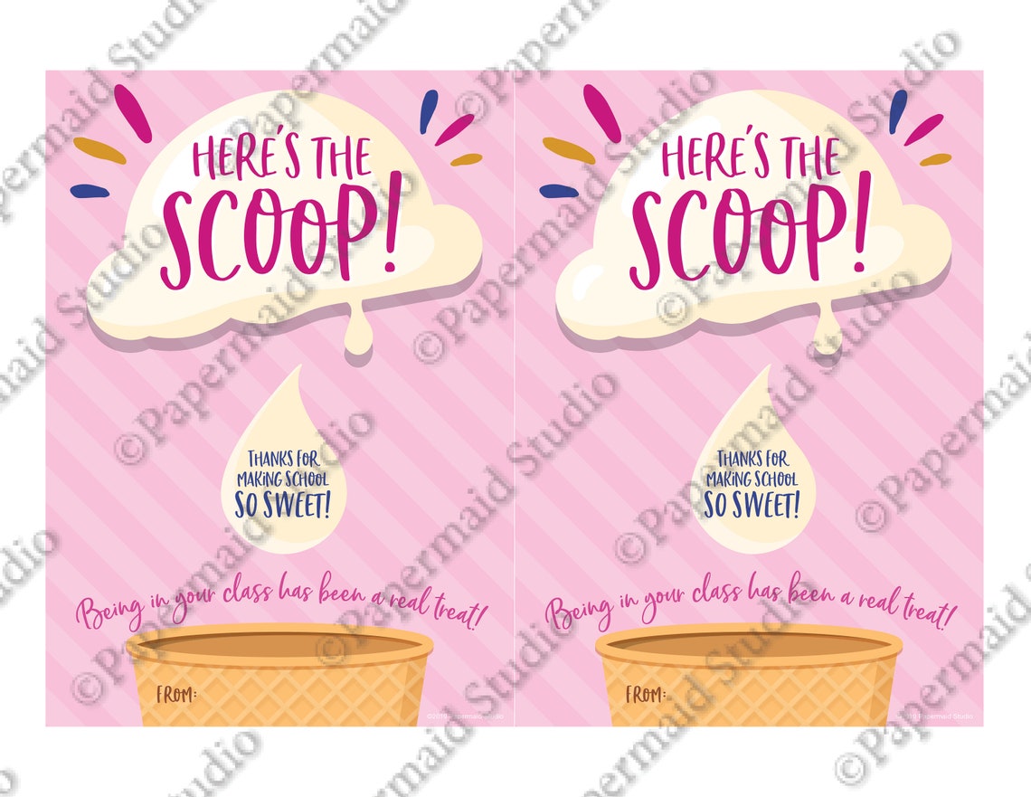 PRINTABLE Teacher Ice Cream Gift Card Holder Teacher - Etsy