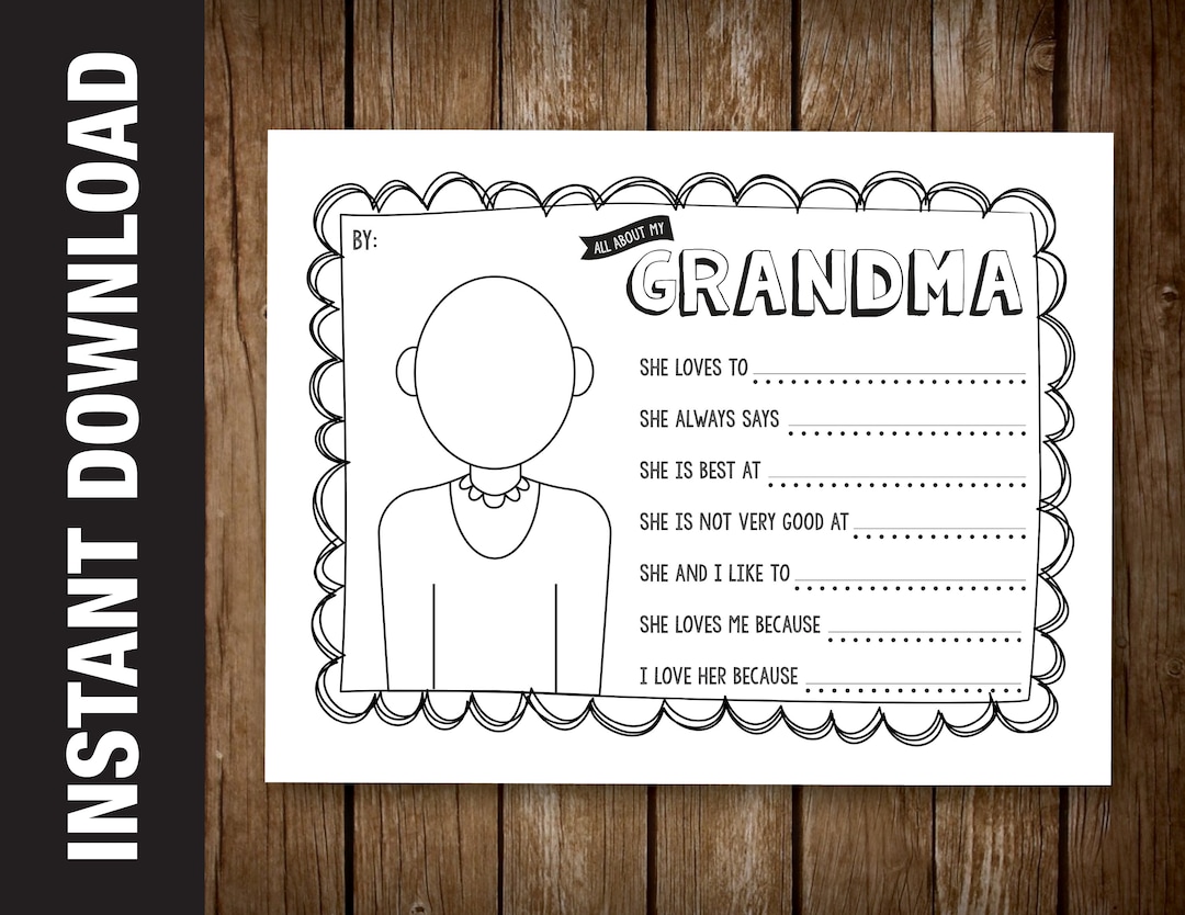 PRINTABLE Mother's Day Grandma Portrait Coloring Sheet and ...