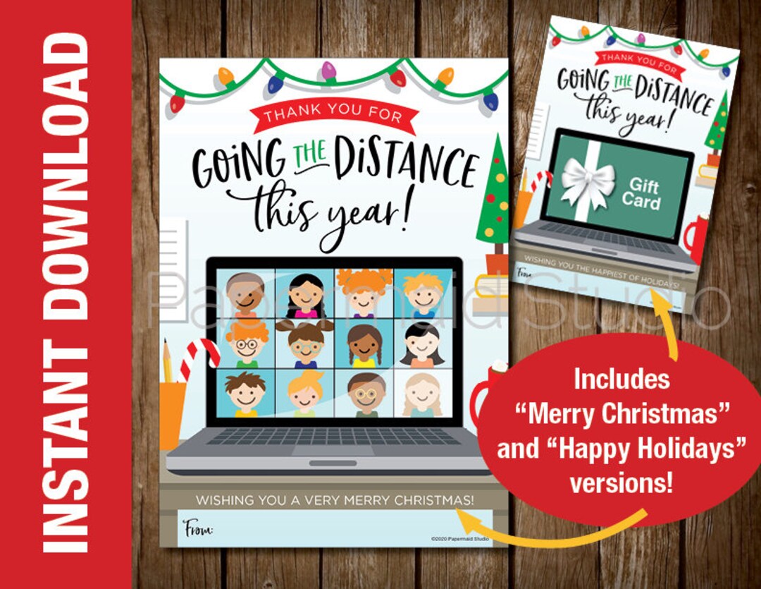 Virtual Teacher Christmas Gift Card Holder Printable - Etsy