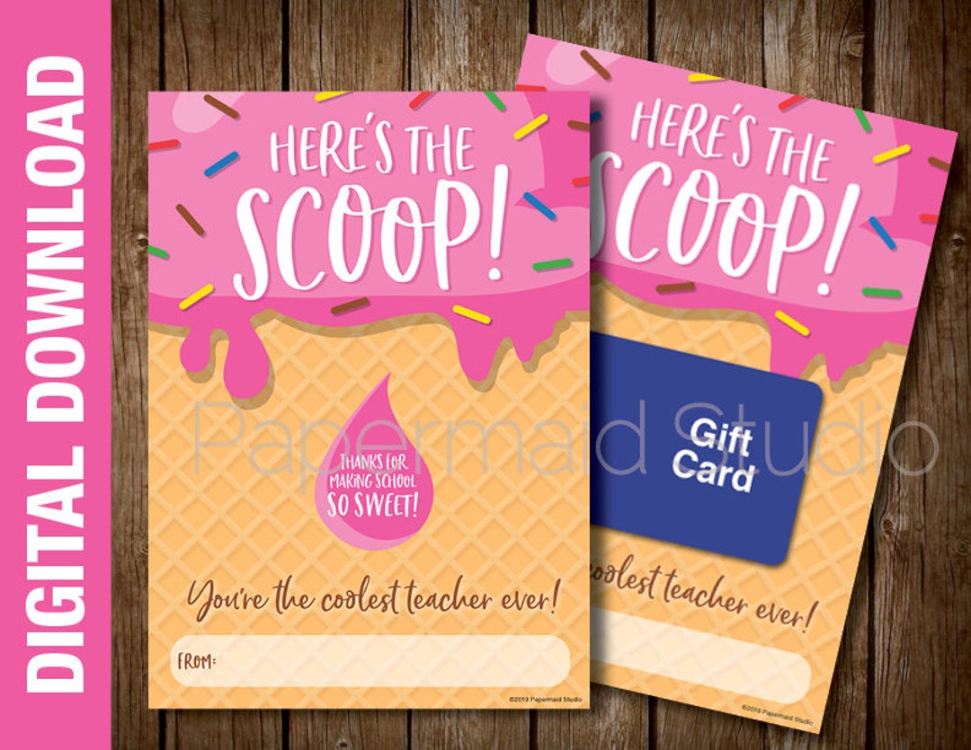 PRINTABLE Teacher Ice Cream Gift Card Holder - Teacher Appreciation ...