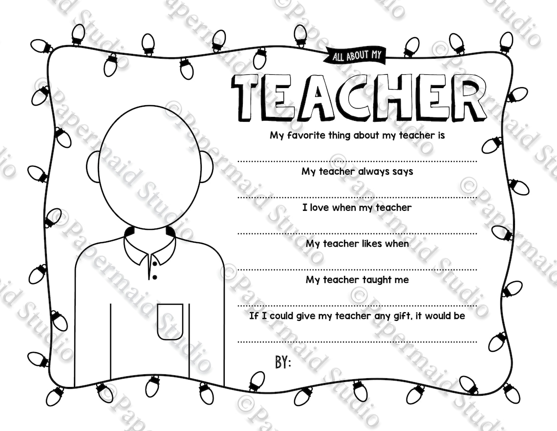 PRINTABLE All About Myteacher Christmas Card Teacher | Etsy
