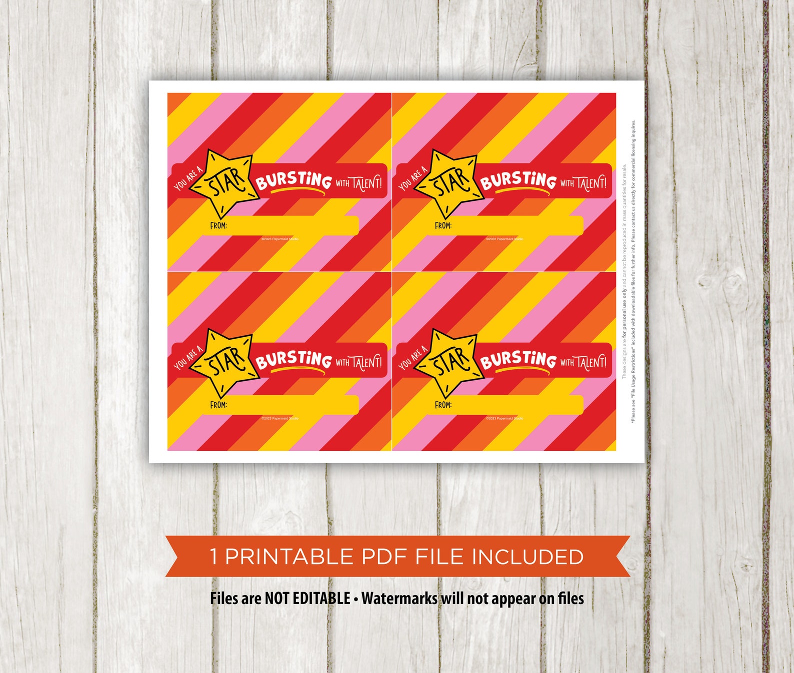 Star Candy Label Printable - Dance Class Treat - Drama Candy Reward ...
