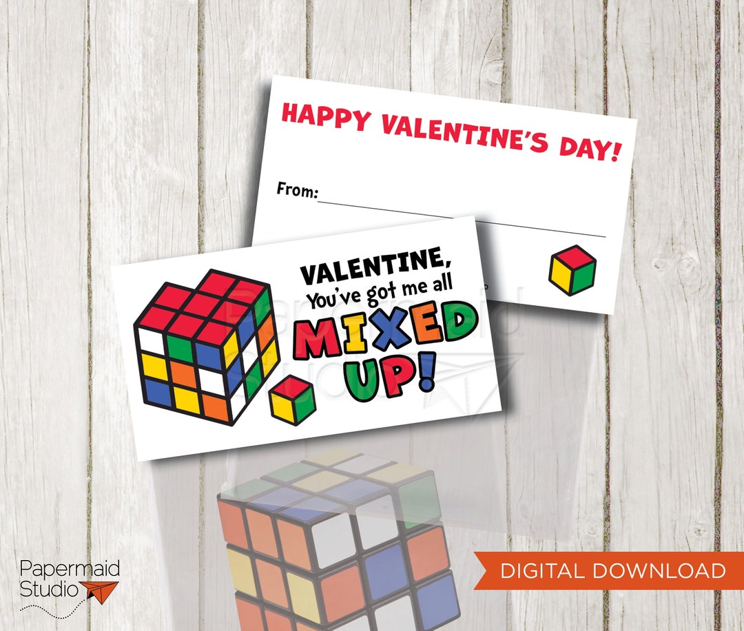 Puzzle Cube Valentine Bag Topper Printable - Valentine's Day Speed Cube ...