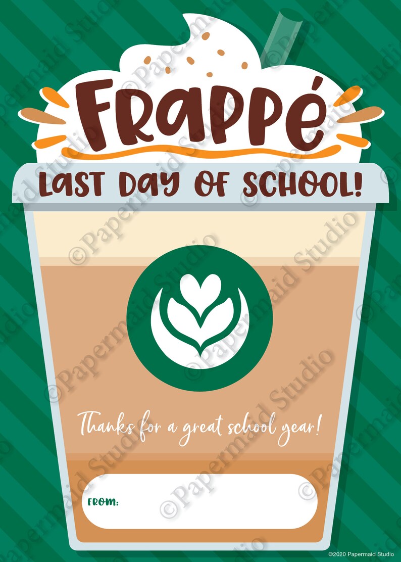 PRINTABLE Teacher Coffee Gift Card Holder - Thanks a Latte - Frappe ...