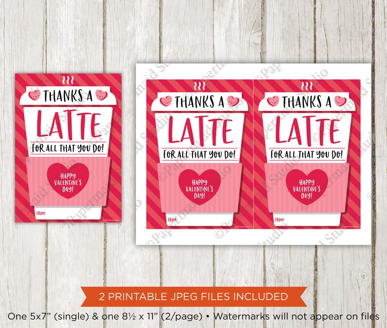 Valentine's Day Coffee Gift Card Holder Printable - Thanks a Latte ...