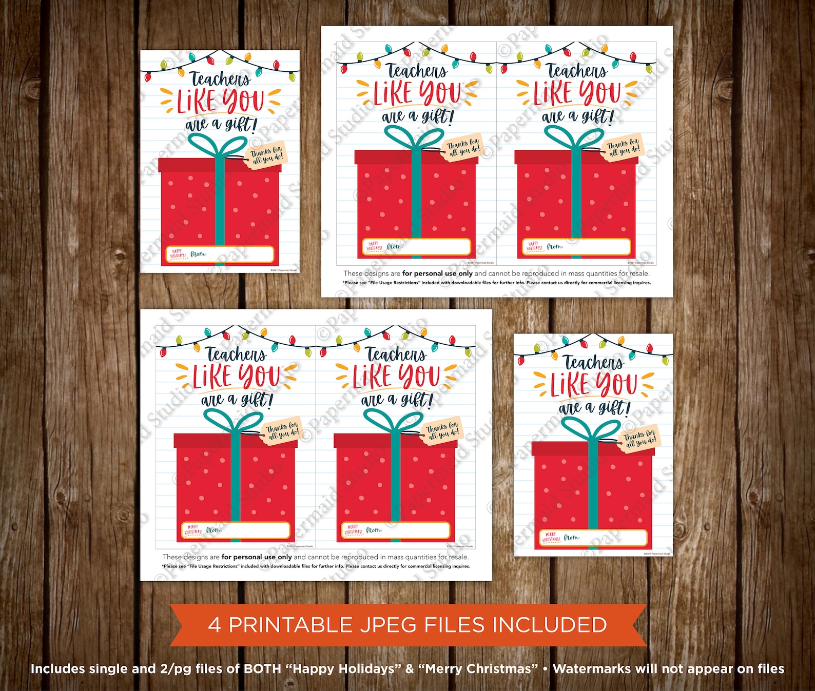 Teacher Christmas Gift Card Holder Printable Virtual - Etsy
