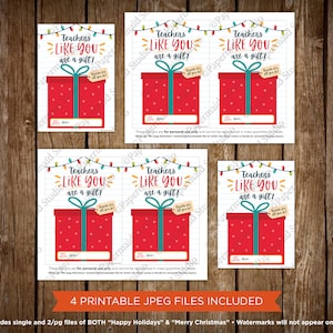 Teacher Christmas Gift Card Holder Printable - Virtual Learning Teacher ...