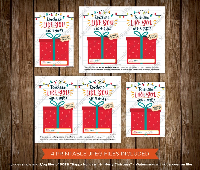 Teacher Christmas Gift Card Holder Printable - Virtual Learning Teacher ...