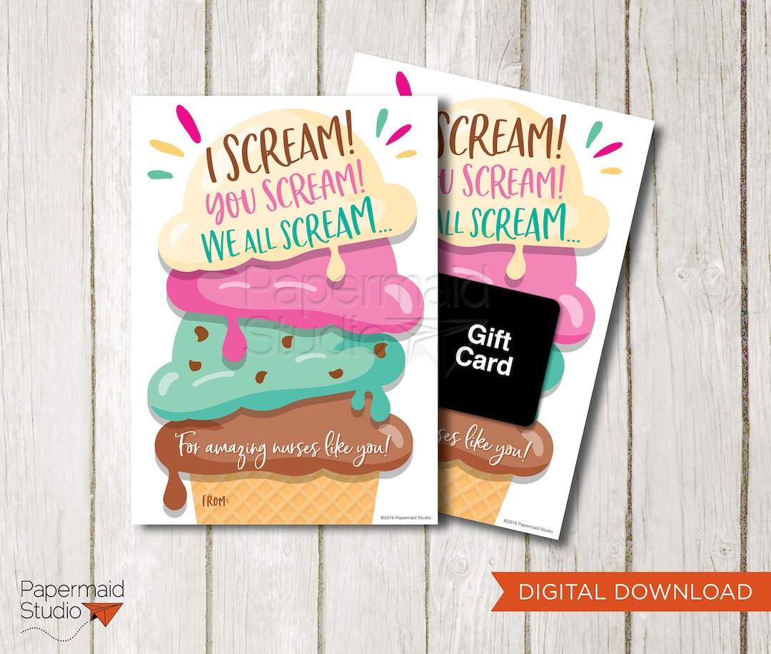 Nurses Week Gift - Ice Cream Gift Card Holder - Nurse Appreciation Card ...