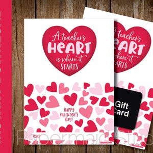 PRINTABLE Teacher Valentine Card - Teacher Valentines Gift Card Holder ...