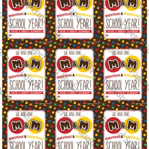 PRINTABLE Last Day of School M & Candy Tag - Teacher End of Year Class ...