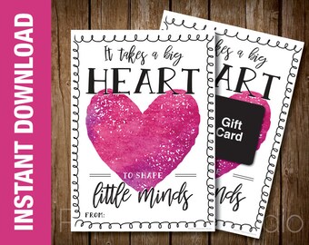 It Takes A Big Heart to Help Shape Little Minds Card Teacher - Etsy