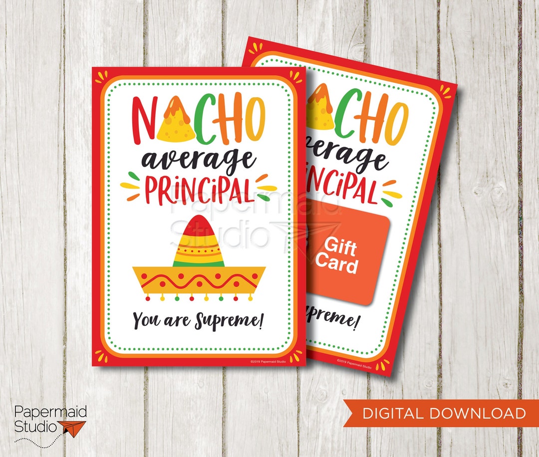 School Principal Thank You Card Printable - Taco Gift Card Holder ...