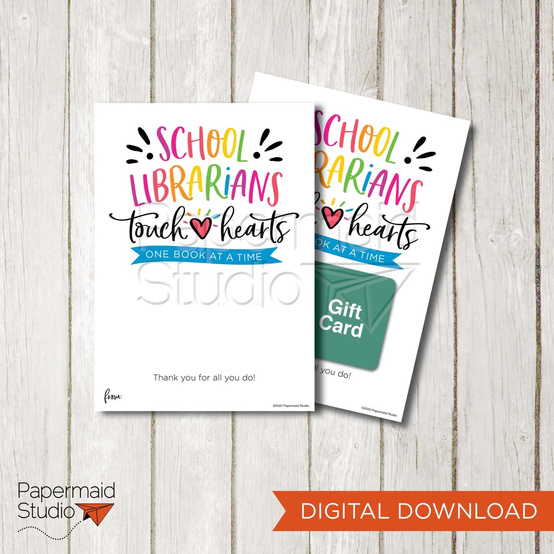 Librarian Thank You Gift Card Holder Printable - Librarian Appreciation ...