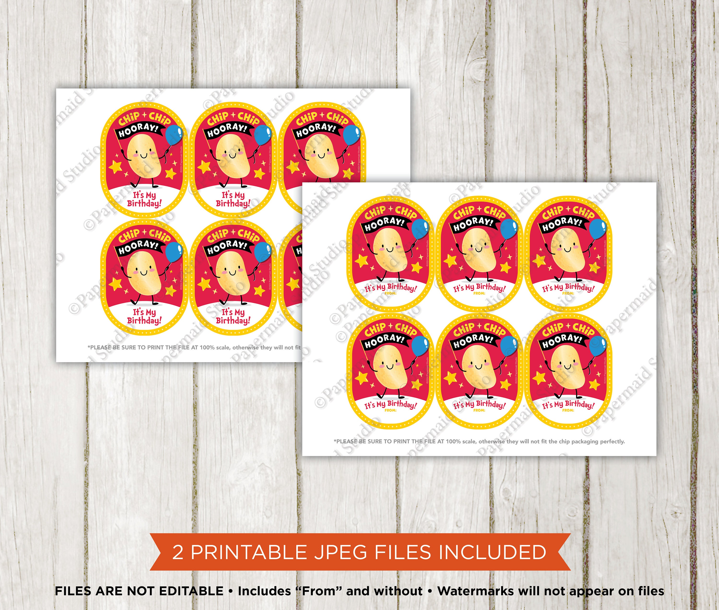 Birthday Chip Labels - Potato Chip Printable Tags - Chip Chip Hooray ...