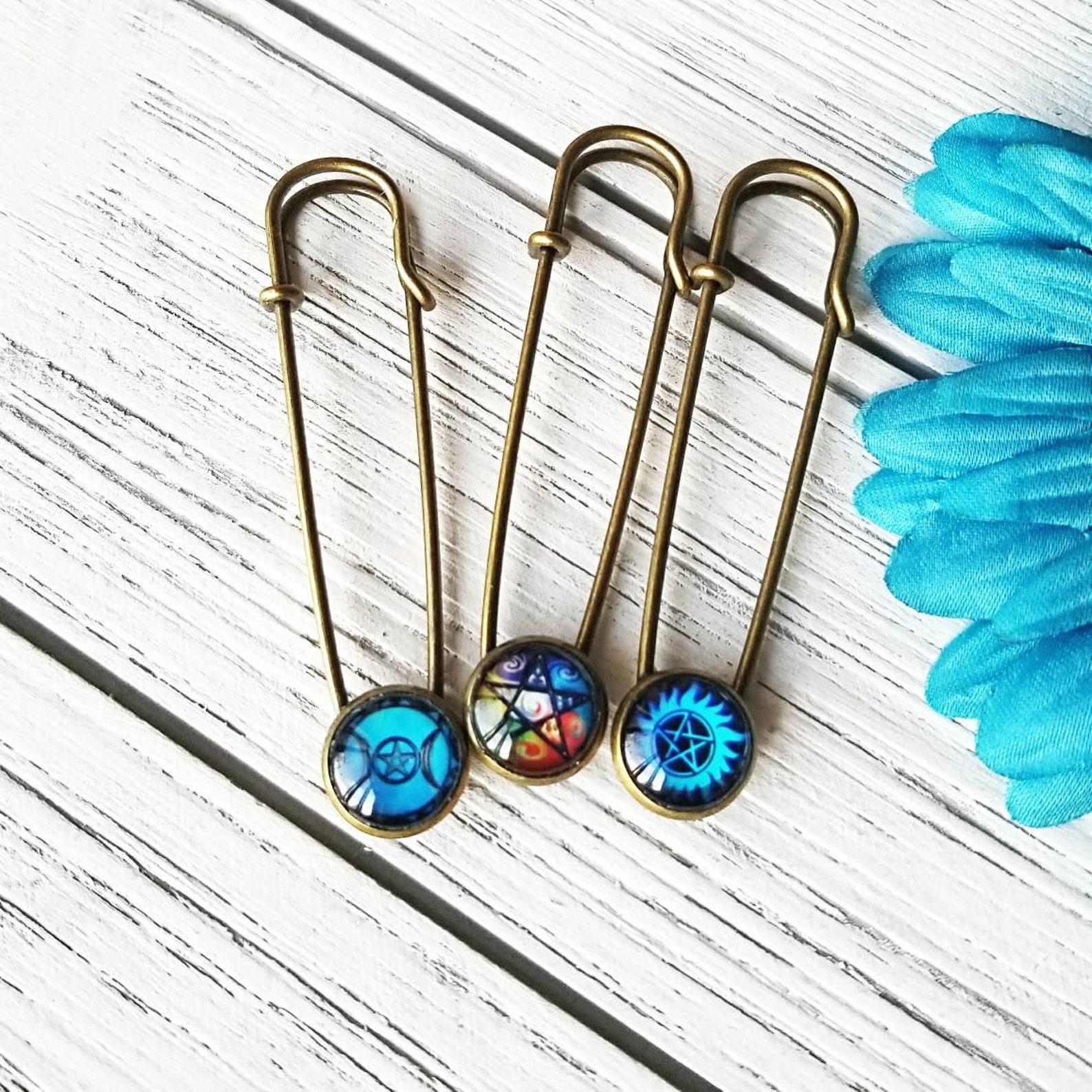 Pentacle Safety Pin Safety Pin Pentacle Pentagram Brooch - Etsy