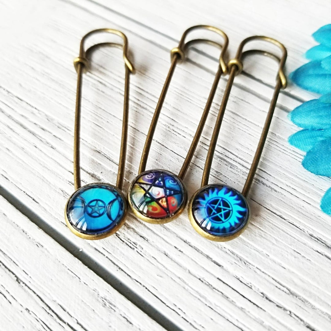 Pentacle Safety Pin Safety Pin Pentacle Pentagram Brooch - Etsy