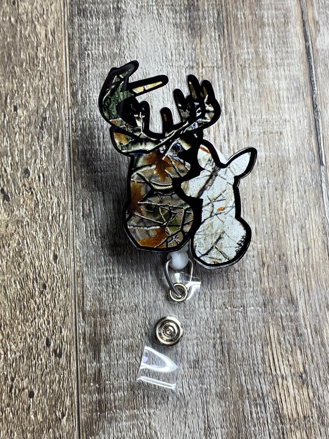 Deer Badge Reel Buck and Doe ID Card Holder - Etsy