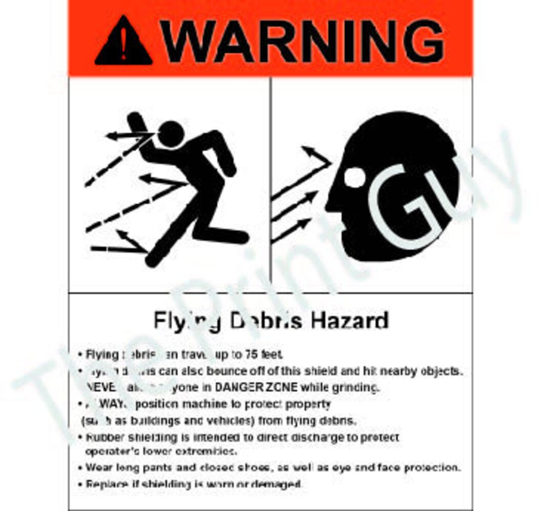 Flying Debris Hazard Label Ready for Print | High Resolution | .pdf .ai ...