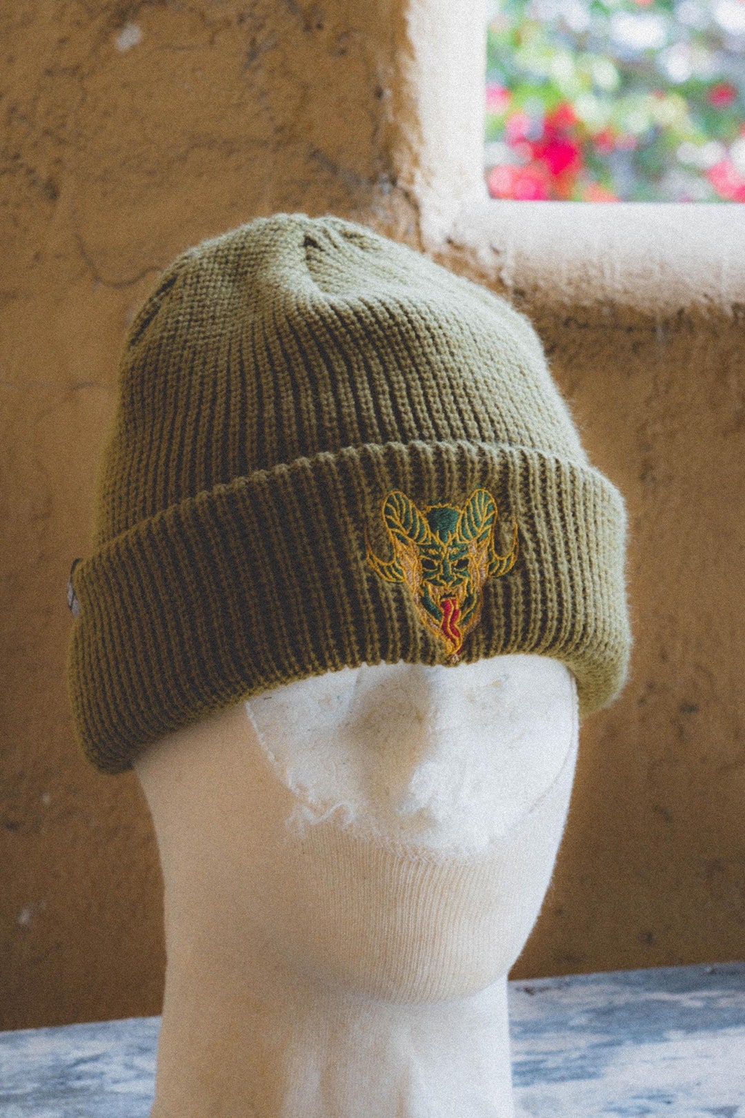 Krampus // Olive Green Watch Cap Style Beanie MCD X Kaz Collab - Etsy