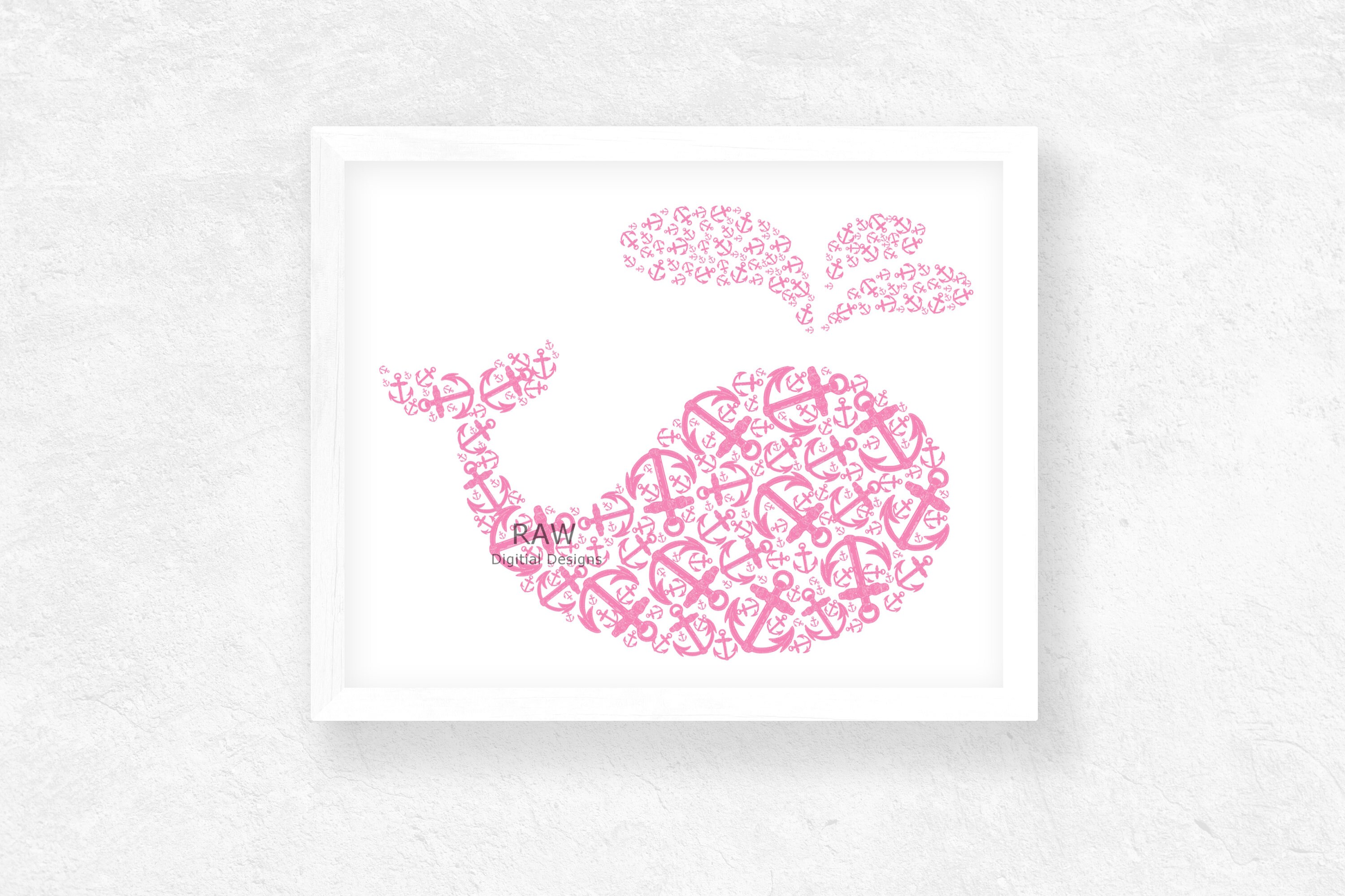 Pink Nautical Nursery Printable Decor-girl Room Whale/ Pink Whale ...