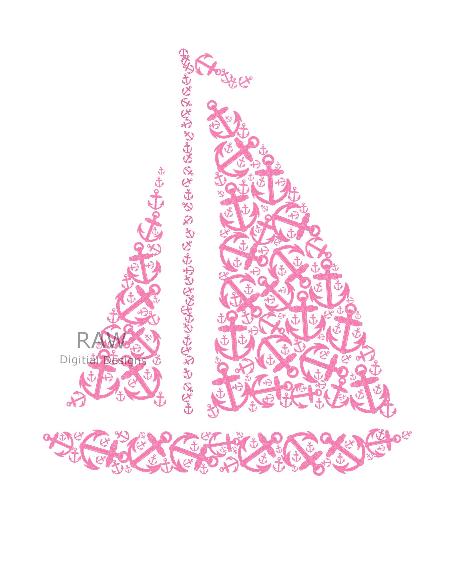 Printable Pink Nautical Wall Decor - Girls Nursery Baby Girl Bedroom ...