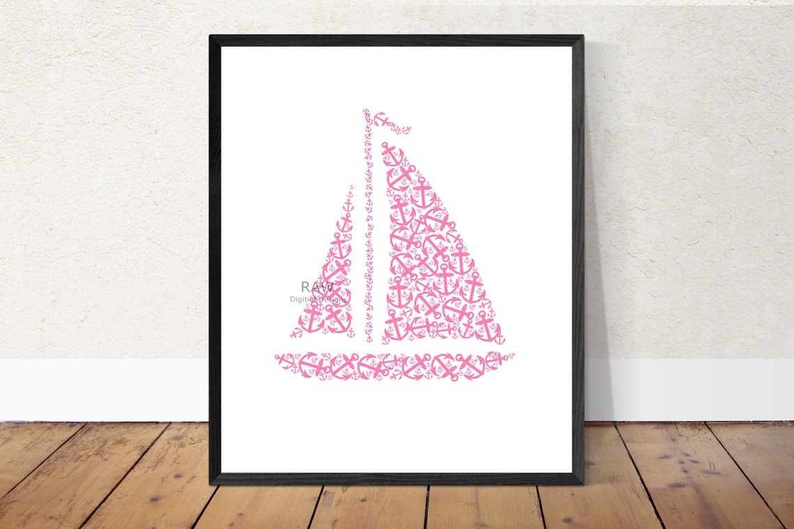 Printable Pink Nautical Wall Decor - Girls Nursery Baby Girl Bedroom ...