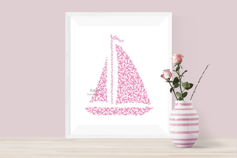 Printable Pink Nautical Wall Decor Girls Nursery Baby Girl - Etsy