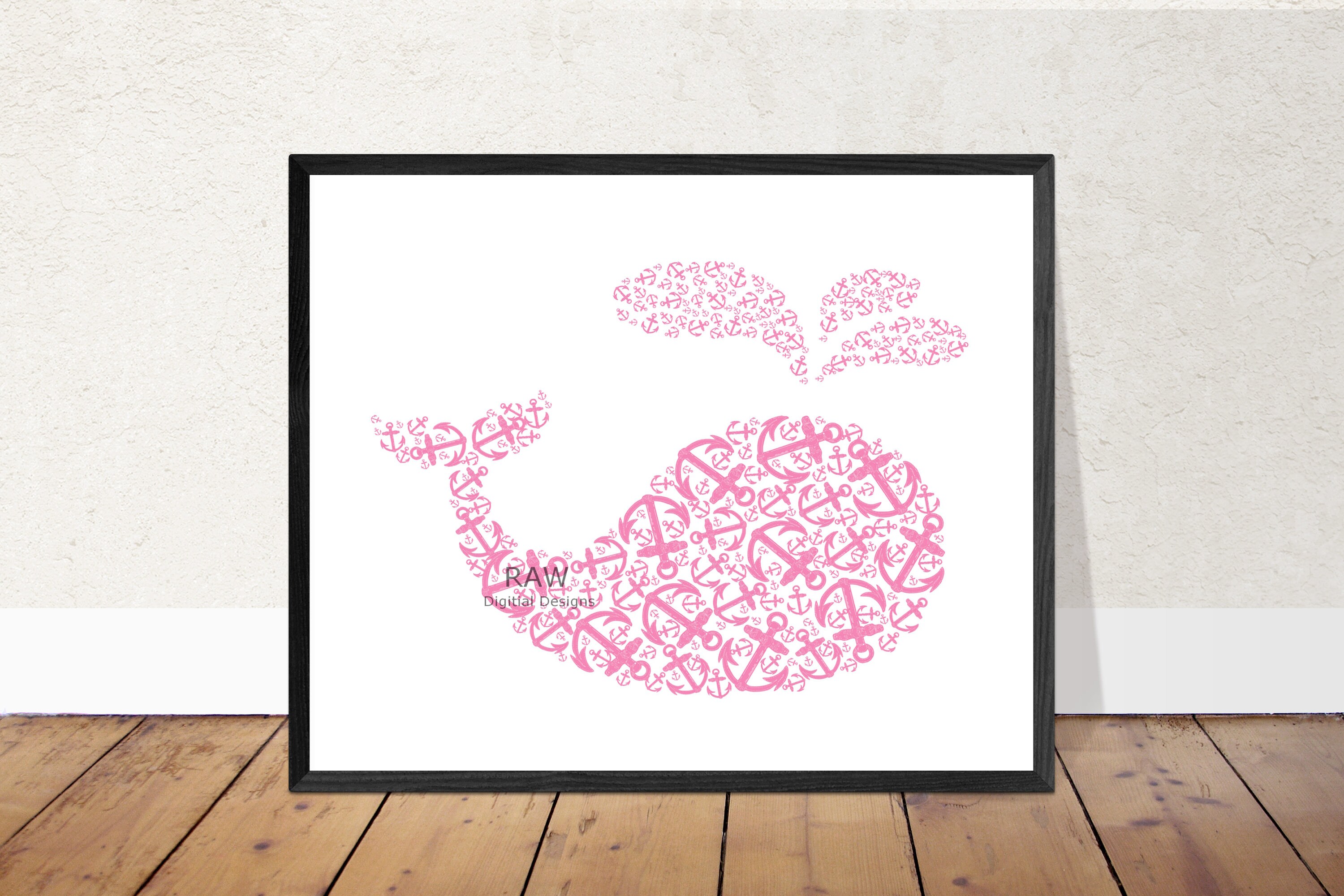 Pink Nautical Nursery Printable Decor-girl Room Whale/ Pink Whale ...