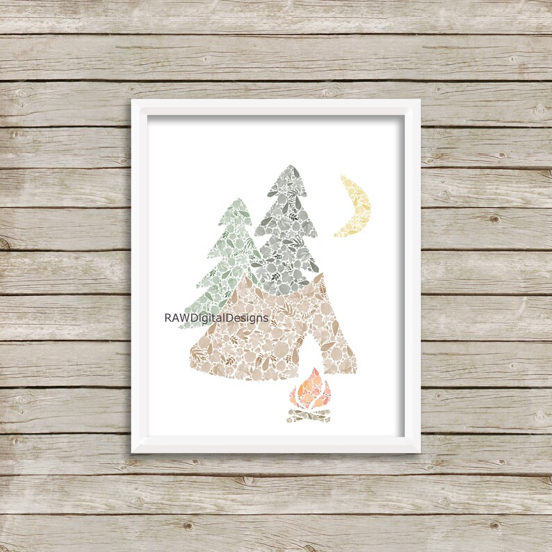 Camping Theme Printable Wall Art- Camping Wall Decor/outdoortheme Wall ...