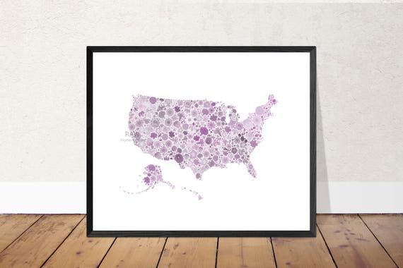 Artistic US Map Living Room Printable Art Office Printable | Etsy