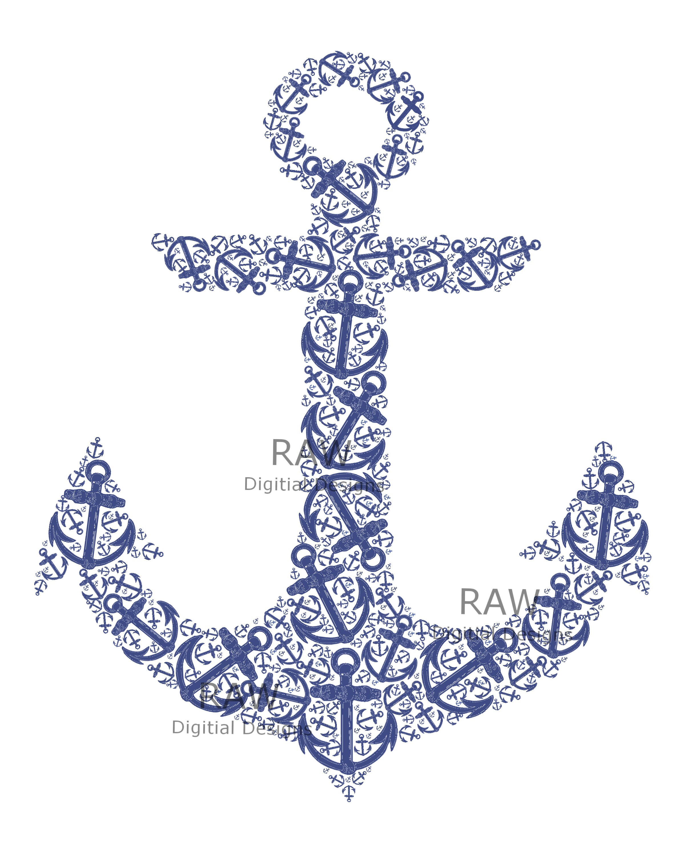 Nautical Wall Art Anchor Printable Art- Blue Anchor Printable/nautical ...