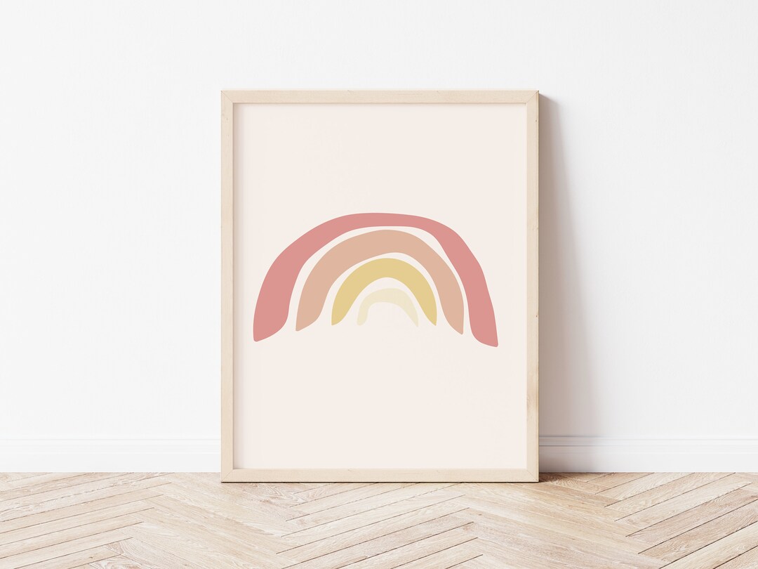 Neutral Rainbow Wall Decor Printable- Add Personalization Name - Etsy