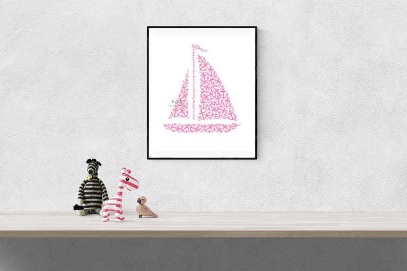 Printable Pink Nautical Wall Decor Girls Nursery Baby Girl Bedroom Play ...